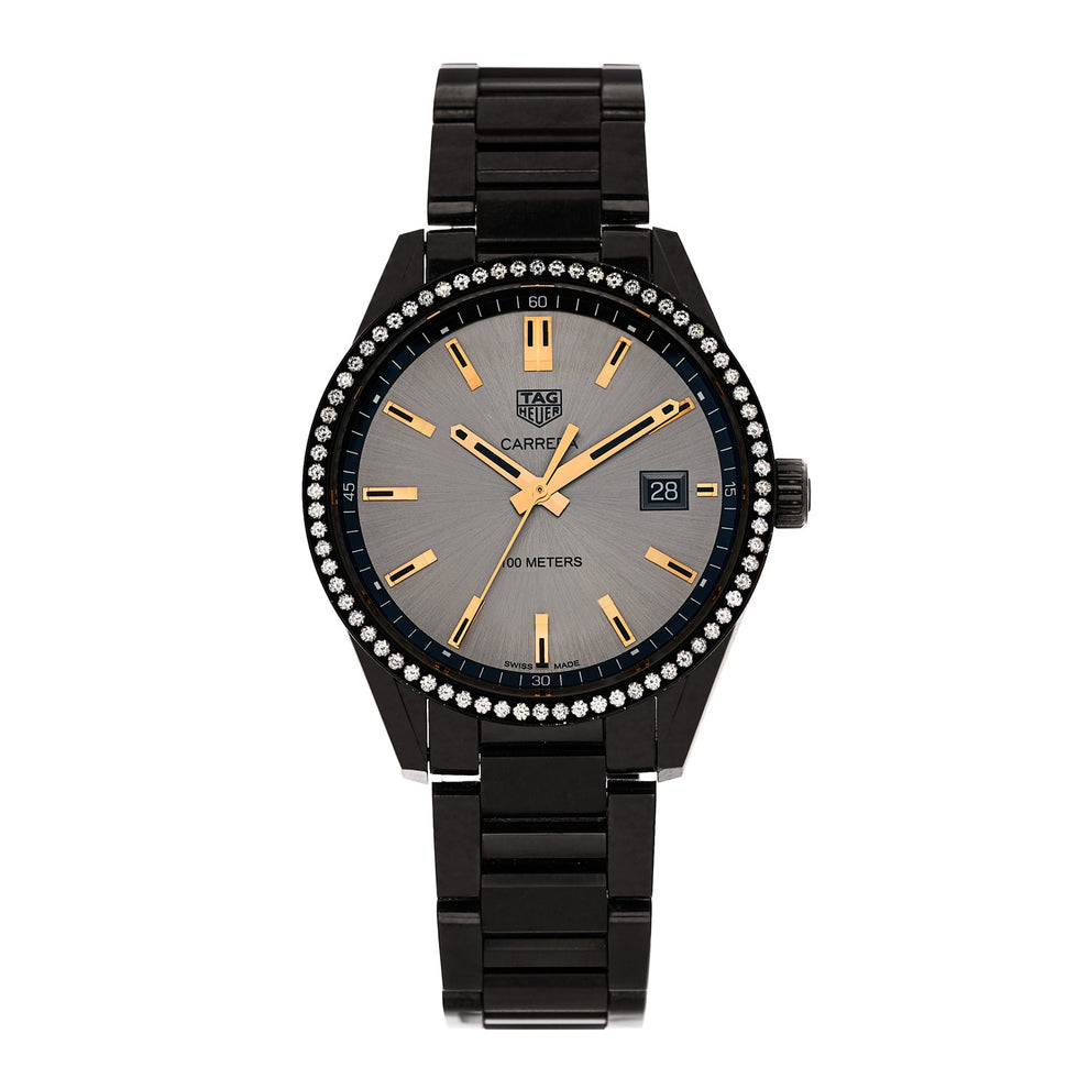 Tag Heuer Stainless Steel Diamond Bezel 39mm Carrera Lady Quartz Watch ...