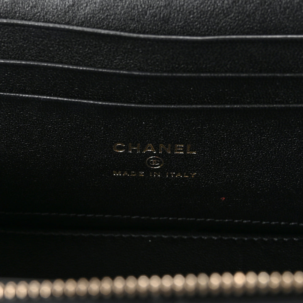 Chanel Lambskin Quilted Small Top Handle Vanity Case With Chain Black ...