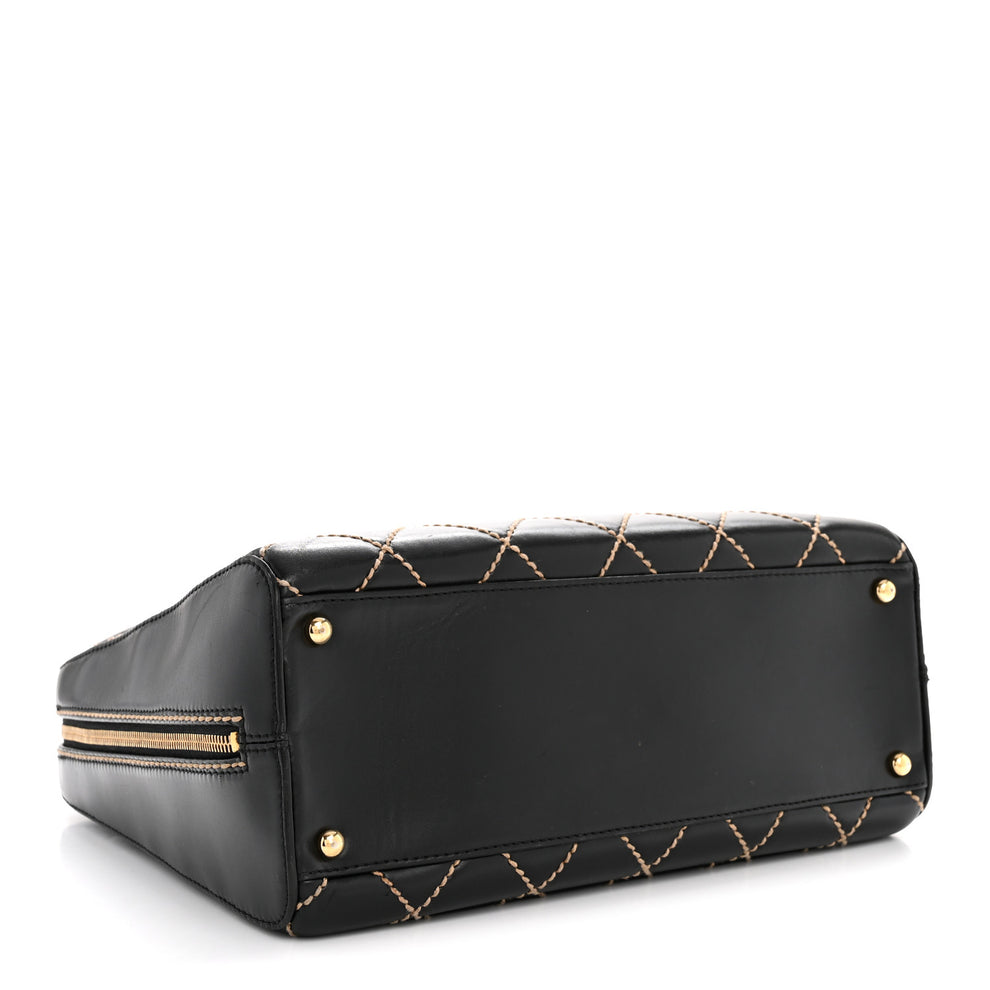 Chanel Calfskin Wild Stitch Vertical Top Handle Bag Black 1813506 ...