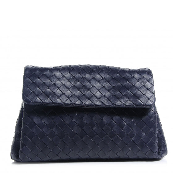 Bottega Veneta Woven Intrecciato Flap Clutch Ink 56157 – FASHIONPHILE