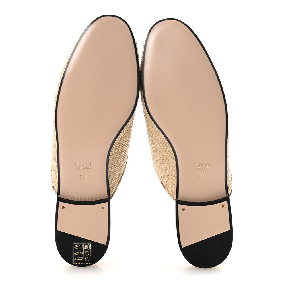 Gucci Straw Elaphe Womens Princetown Slippers 38 Natural Cream Brown ...