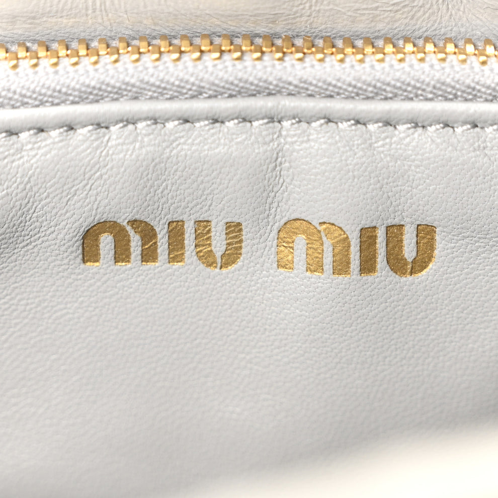 Miu Miu Padded Nylon Quilted Chain Crossbody Flap Bag Grey 1798857 ...