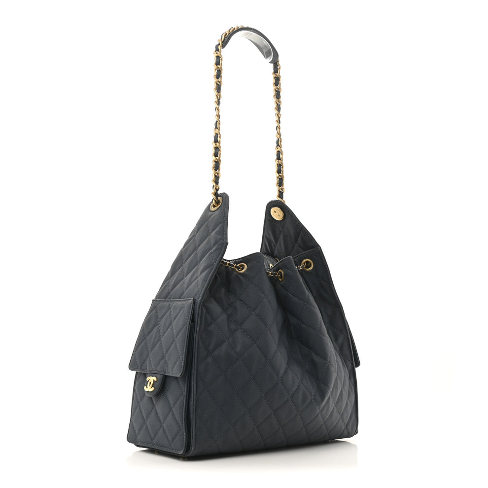 Chanel Canvas Quilted Medium Chanel 25 Handbag Dark Blue 1795717 ...