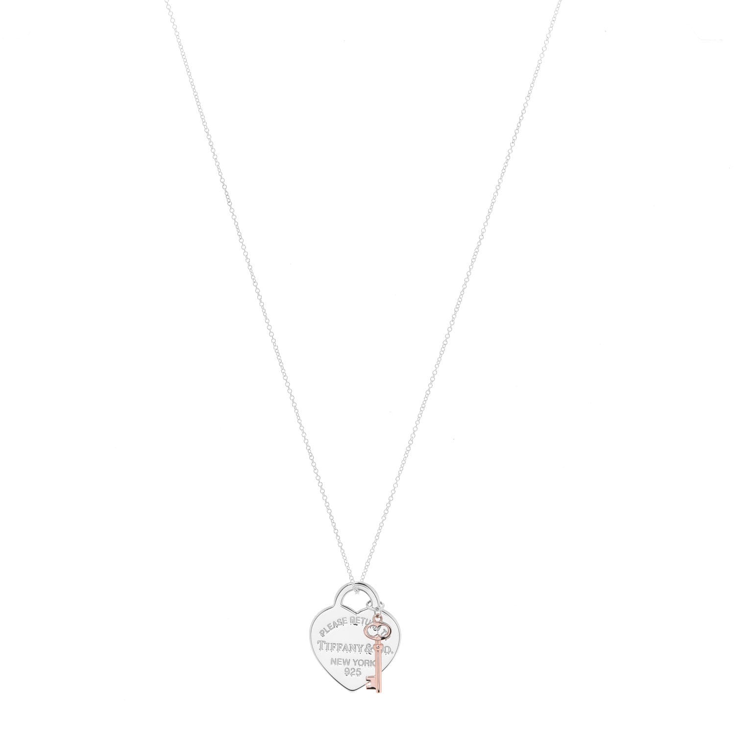 Tiffany Sterling Silver Rubedo Return to Tiffany Heart Tag Key Pendant ...