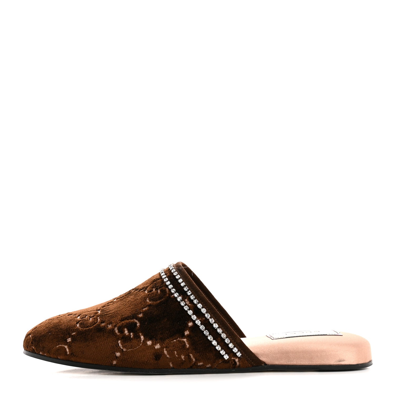 Gucci Velvet GG Monogram Crystal Slippers 39 Brown Vintage Cocoa ...