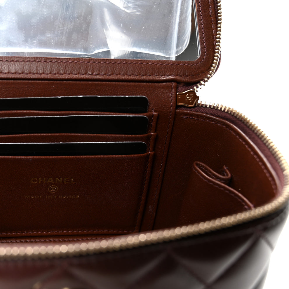 Chanel Lambskin Quilted Small Top Handle Vanity Case With Chain Dark ...