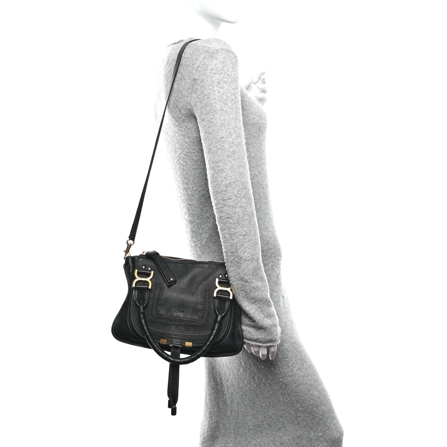 Chloe Calfskin Small Marcie Satchel Black 1749007 – FASHIONPHILE