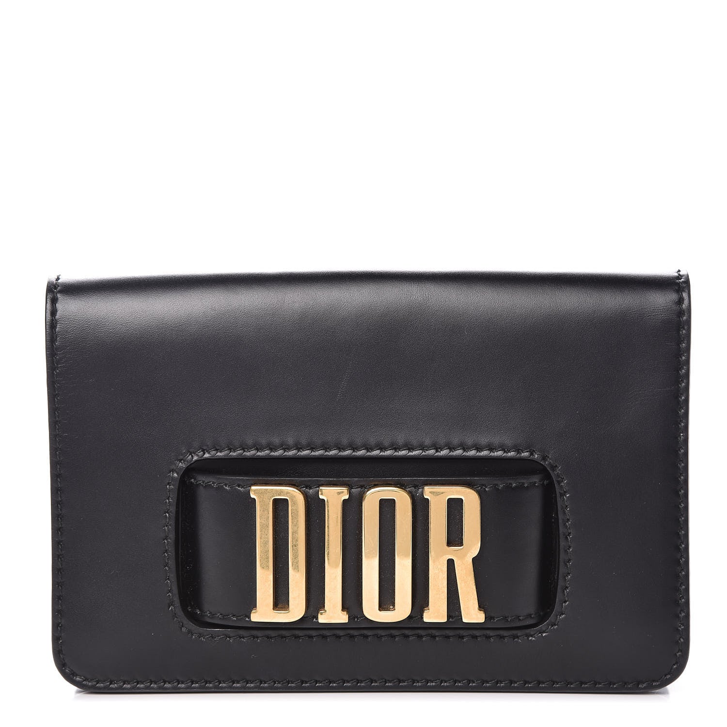 Christian Dior Smooth Calfskin Dio(r)evolution Flap Clutch Black 406611 ...