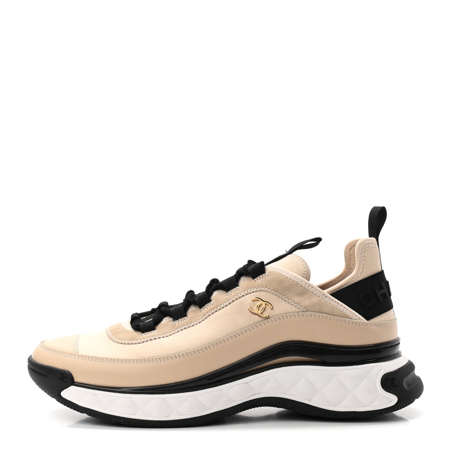 Chanel Velvet Calfskin Mixed Fibers CC Sneakers 41.5 Beige 905634 ...