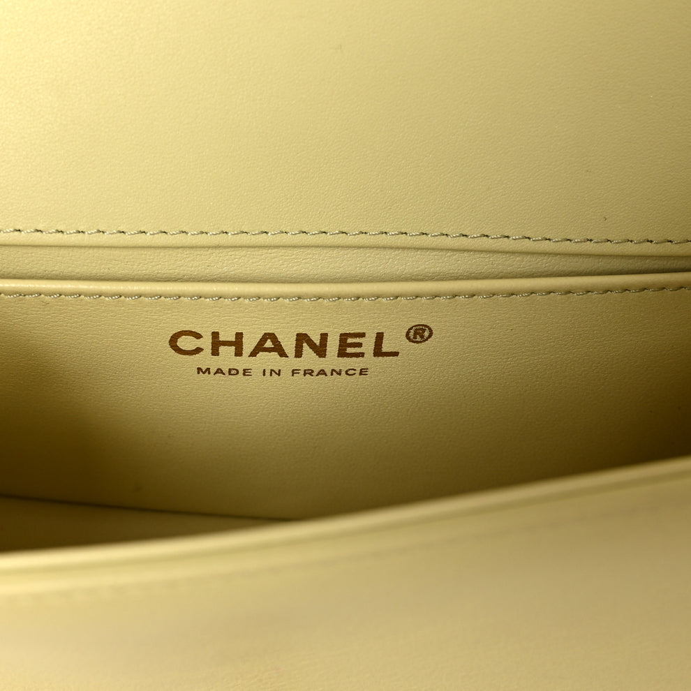 Chanel Lambskin Chevron Quilted Small Boy Flap Light Green 1790439 ...