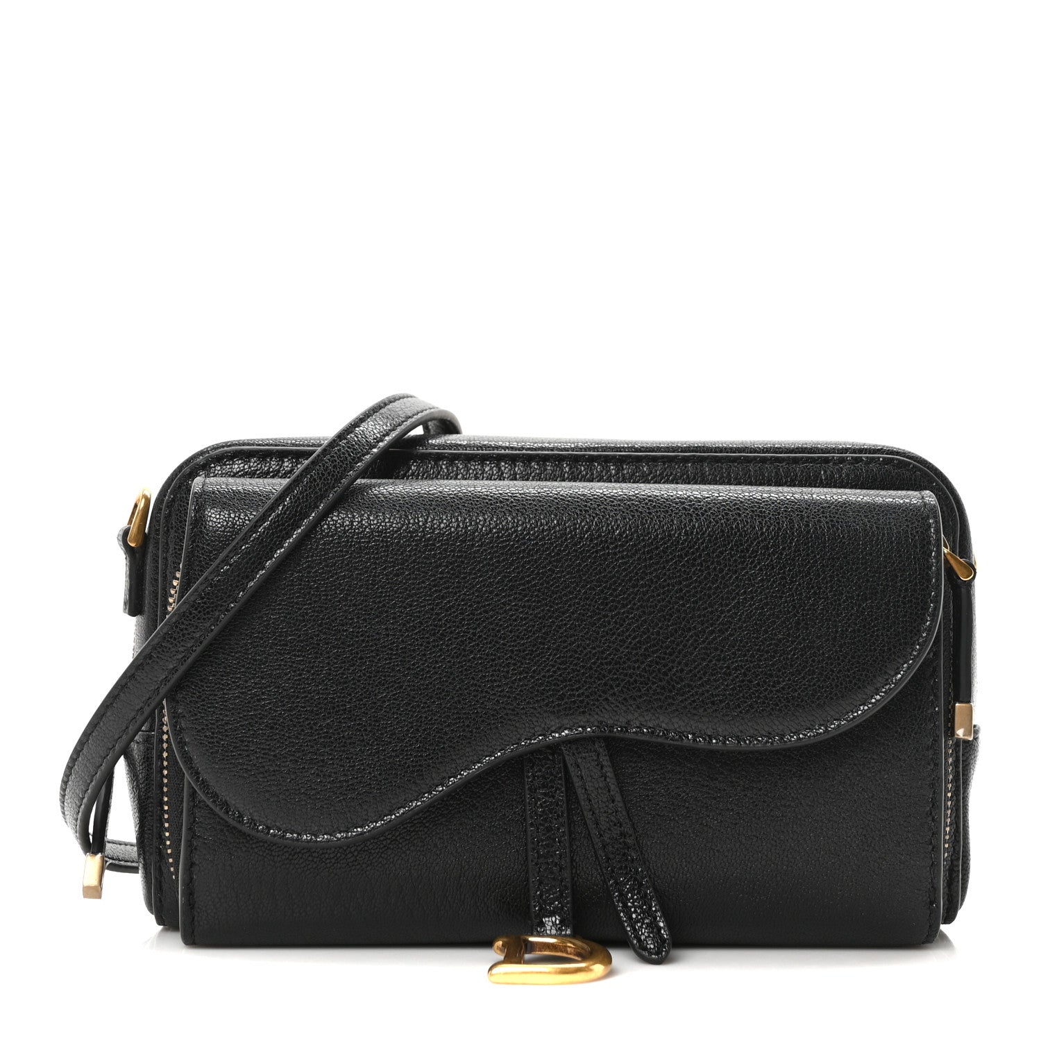Christian Dior Goatskin Double Saddle Pouch Black 1746064 – FASHIONPHILE
