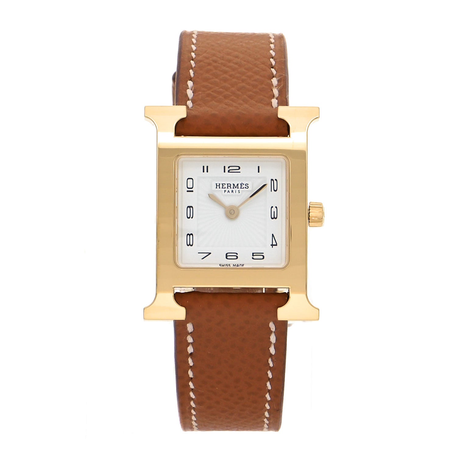 Hermes Stainless Steel Epsom 21mm Heure H Hour Quartz Watch Gold 975704 ...