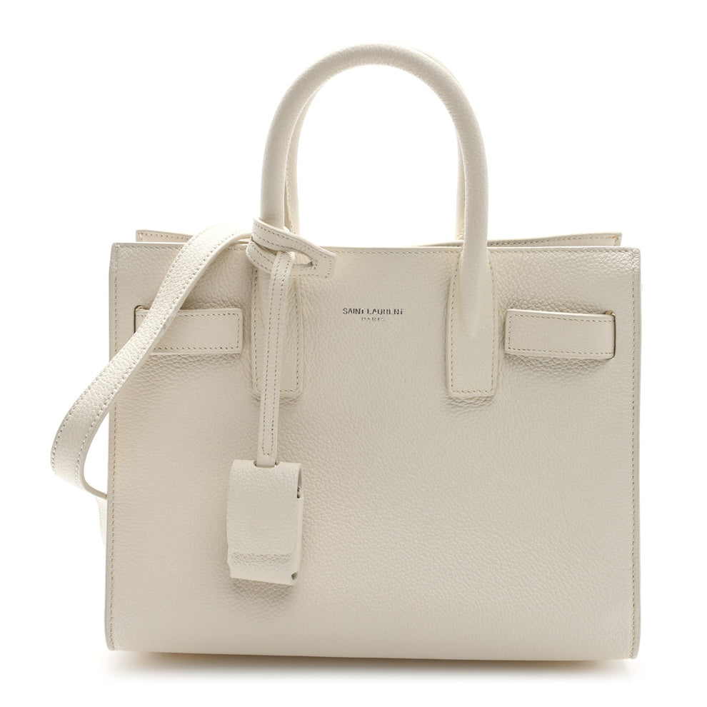 Saint Laurent Grained Calfskin Nano Sac de Jour Dove White 1783253 ...