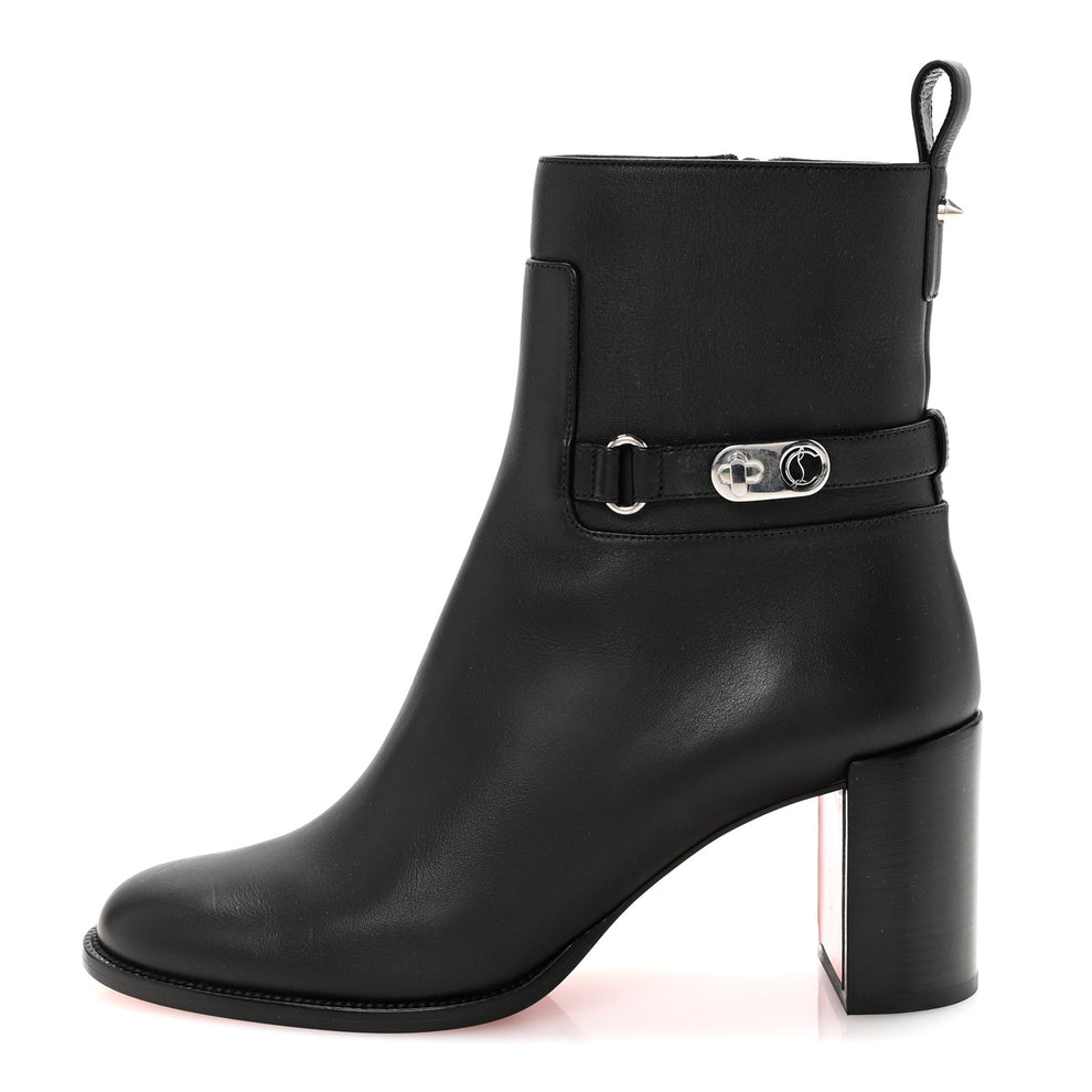 Christian Louboutin Calfskin Lock Booty 70 Ankle Boots 37 Black 1790289 ...