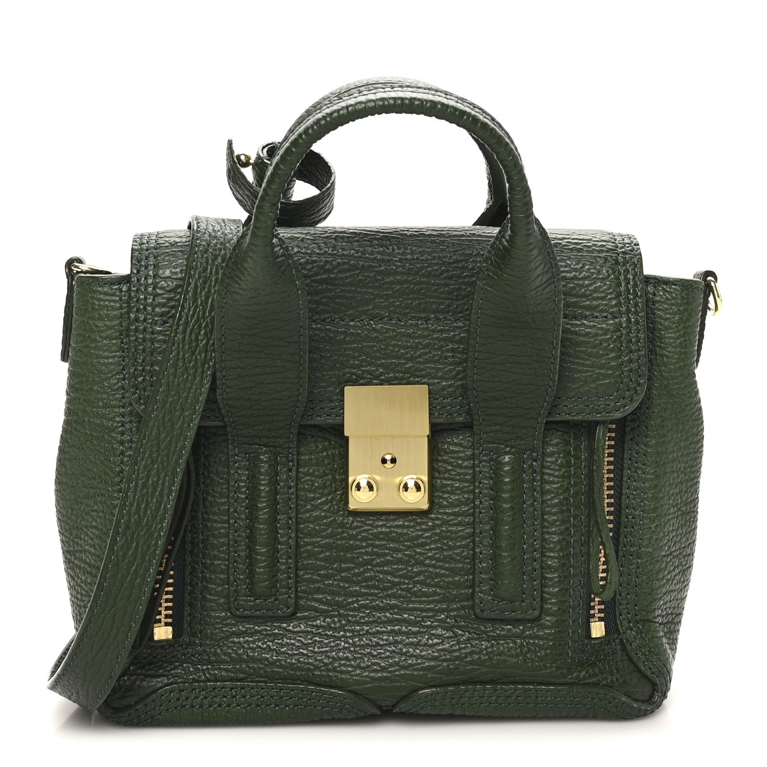 3.1 Phillip Lim Textured Calfskin Mini Pashli Satchel Military Green ...