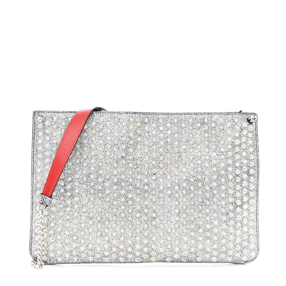 Christian Louboutin Nappa Mica Studded Loubiclutch Silver 1789733 ...