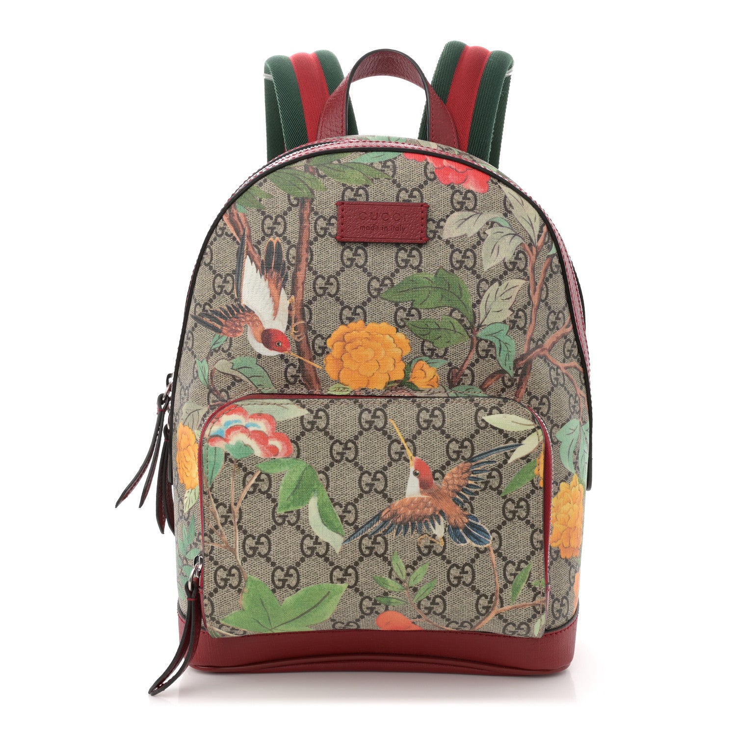 Gucci GG Supreme Monogram Tian Web Small Day Backpack Beige Multicolor ...