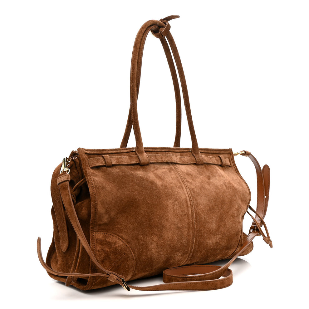 Prada Suede Large Bonnie Shoulder Bag Cocoa Brown 1793711 – FASHIONPHILE