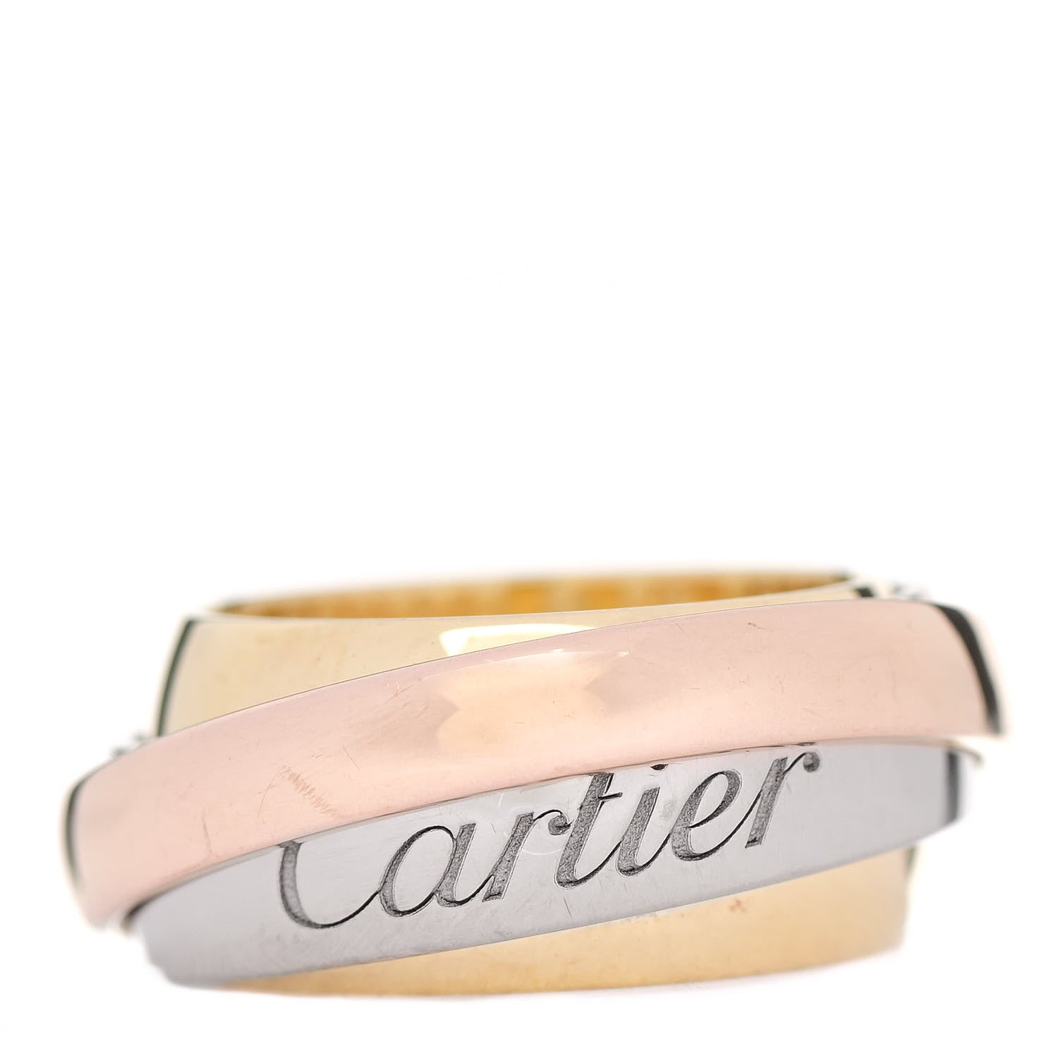 Cartier 18K Pink Yellow White Gold Trinity Spinner Band Ring 49 4.75 ...