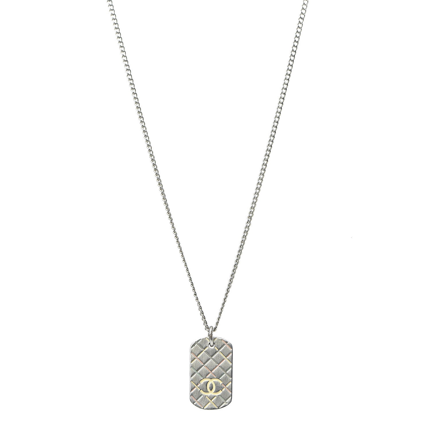 Chanel Dog Tag CC Necklace Silver Multicolor 528469 – FASHIONPHILE
