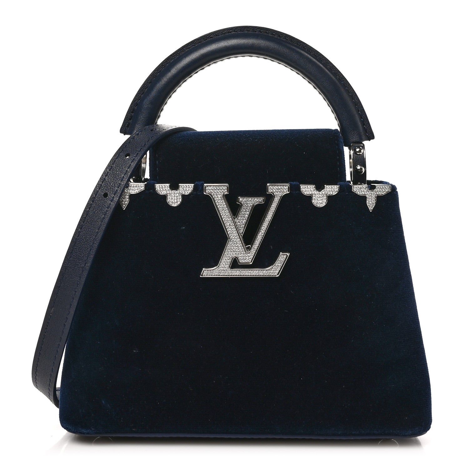 LOUIS VUITTON Velvet Crystal Capucines Mini Midnight Blue - Great Gifts ...