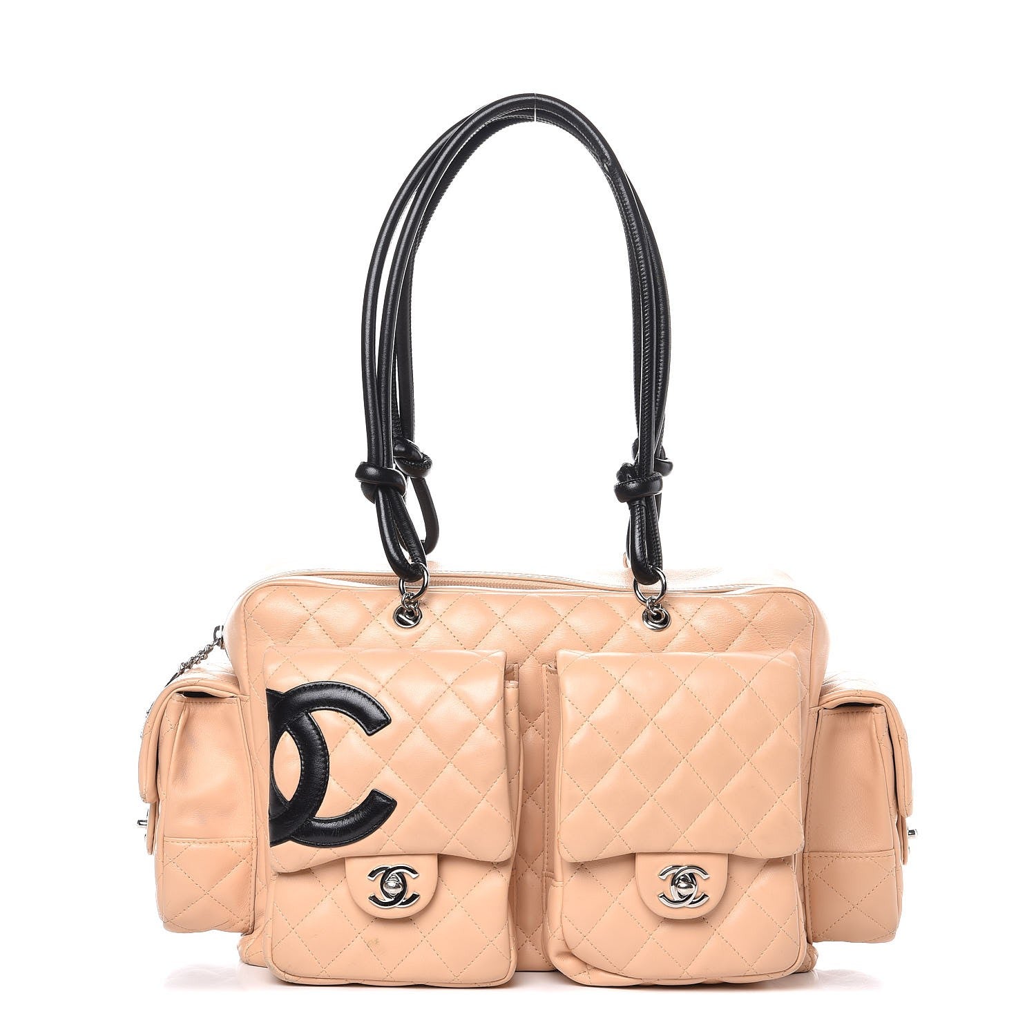 Chanel Calfskin Quilted Large Cambon Multipocket Reporter Beige Black ...