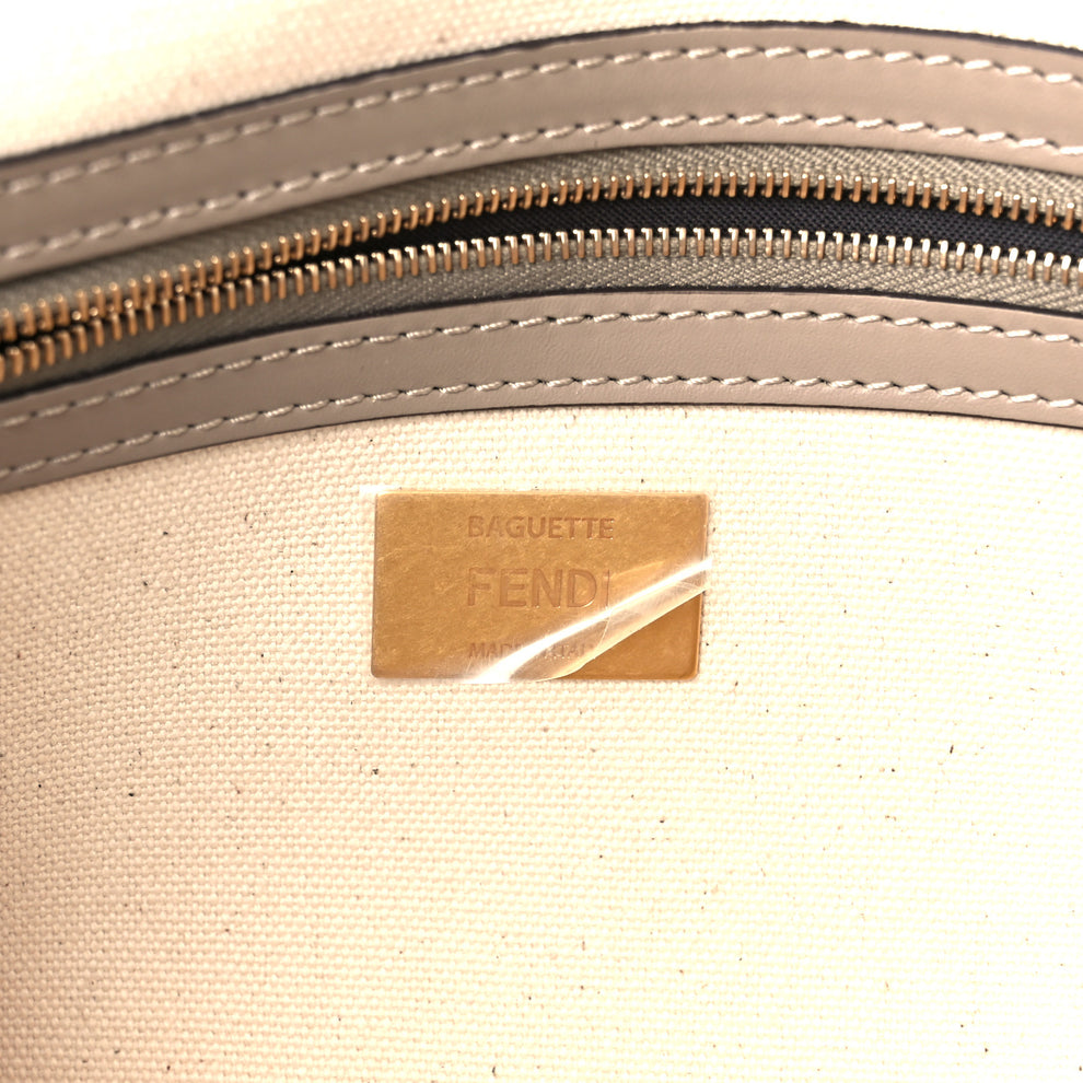 Fendi Canvas Vitello Seta FF Multicolor Embroidered Baguette Grezzo ...