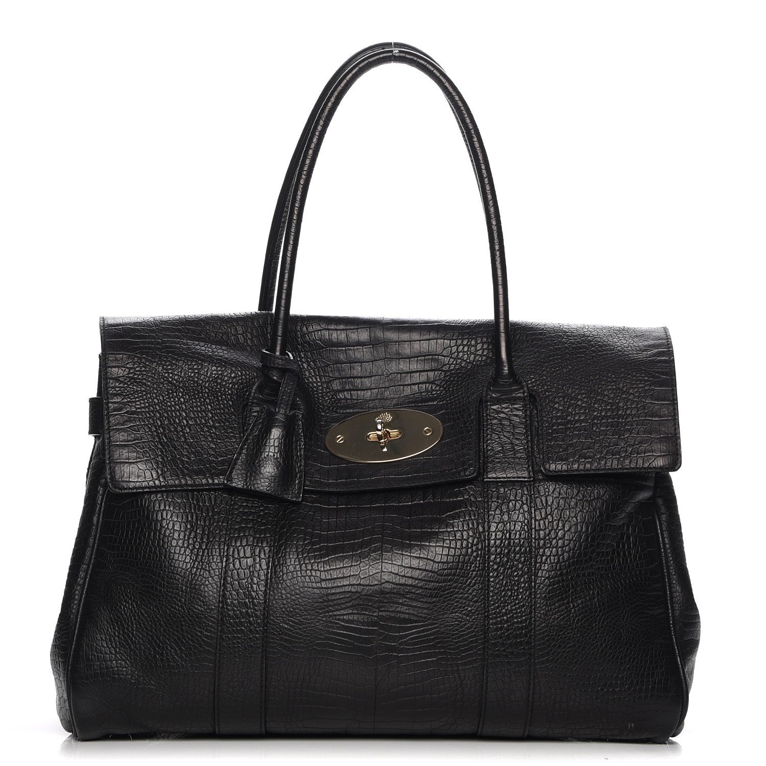 Mulberry Crocodile Embossed Bayswater Satchel Black 210091 – FASHIONPHILE