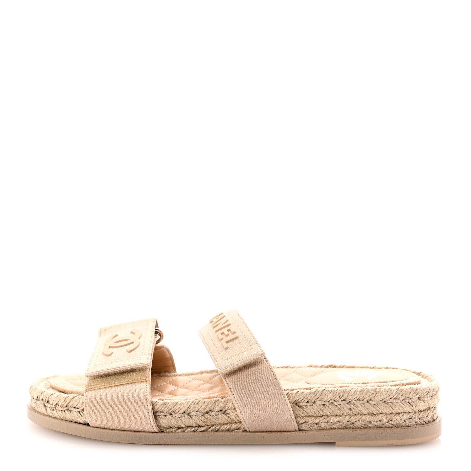 Chanel Grosgrain Lambskin Elastic Flat Mules 39 Beige 1665546 ...