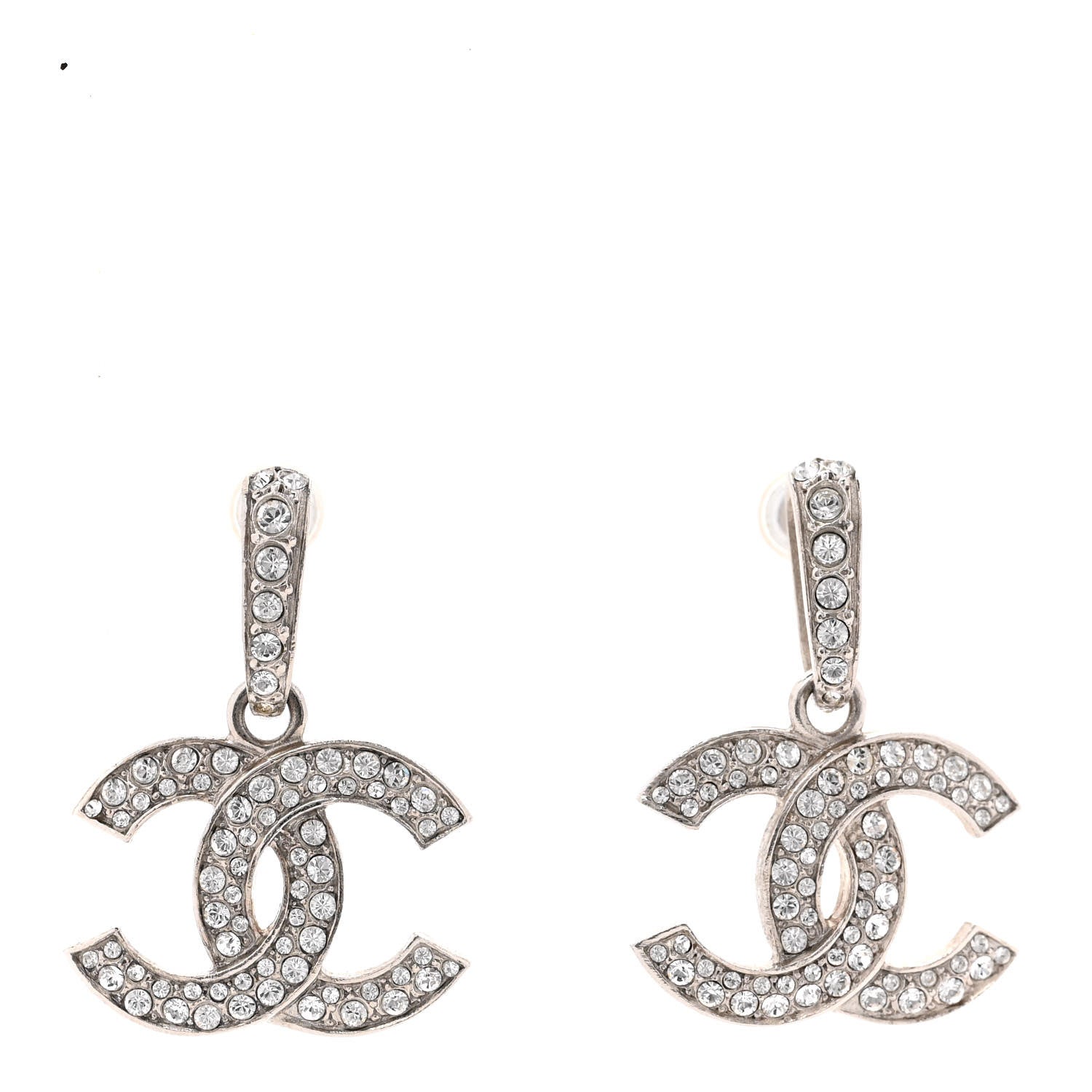 Chanel Crystal Palais Garnier CC Drop Earrings Silver 1125877 ...