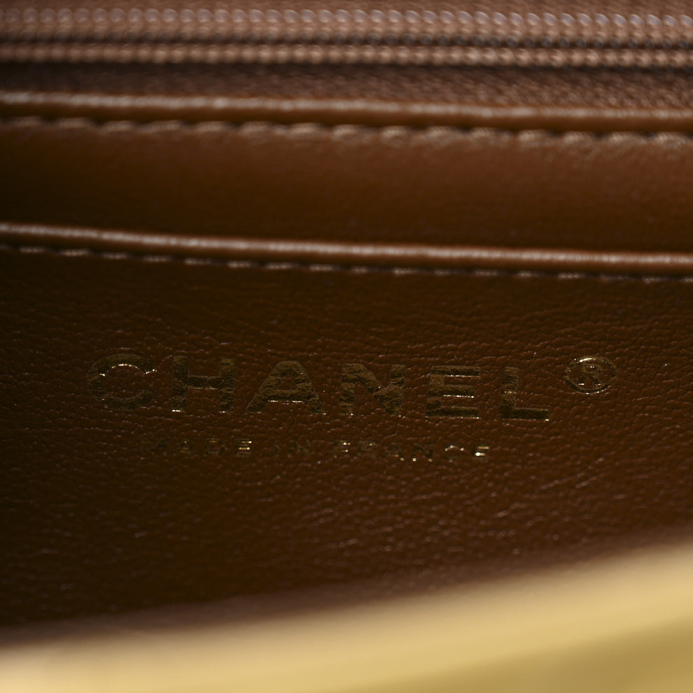 Chanel Lambskin Quilted Bi-Color Mini Top Handle Rectangular Flap Green ...