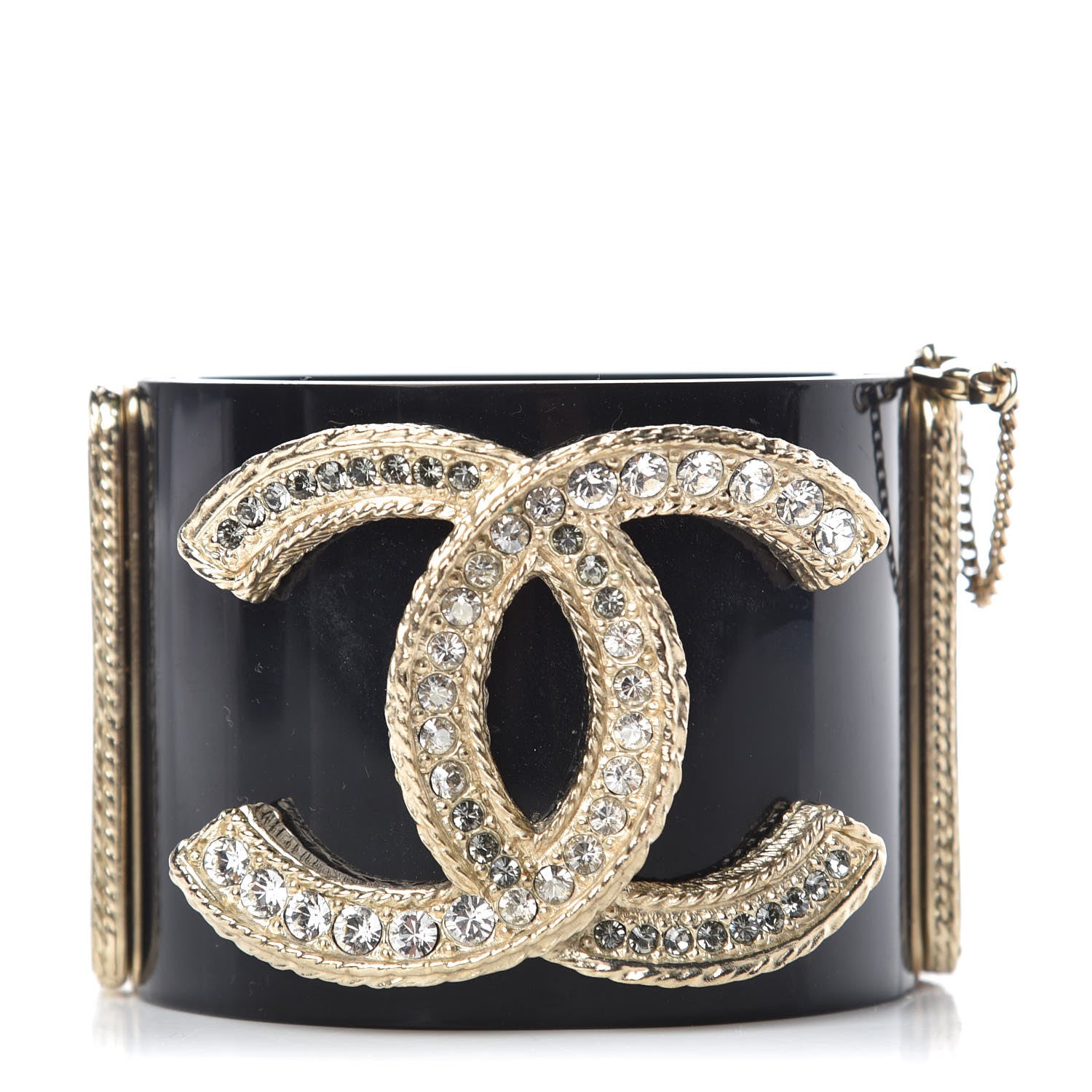 Chanel Resin Crystal CC Cuff Black Gold 383872 – FASHIONPHILE
