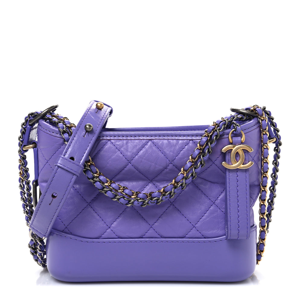 Chanel Aged Calfskin Quilted Small Gabrielle Hobo Purple 1789088 ...