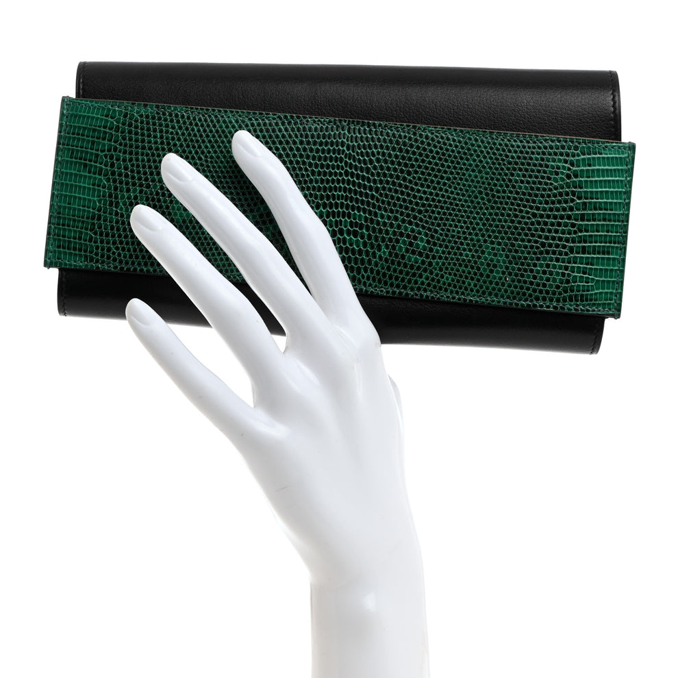 Hermes Evergrain Lizard Passant Long Wallet Bleu Indigo Vert Moyen ...