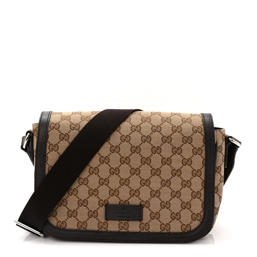 Gucci Monogram Flap Messenger Bag Beige Dark Brown 1778641 – FASHIONPHILE