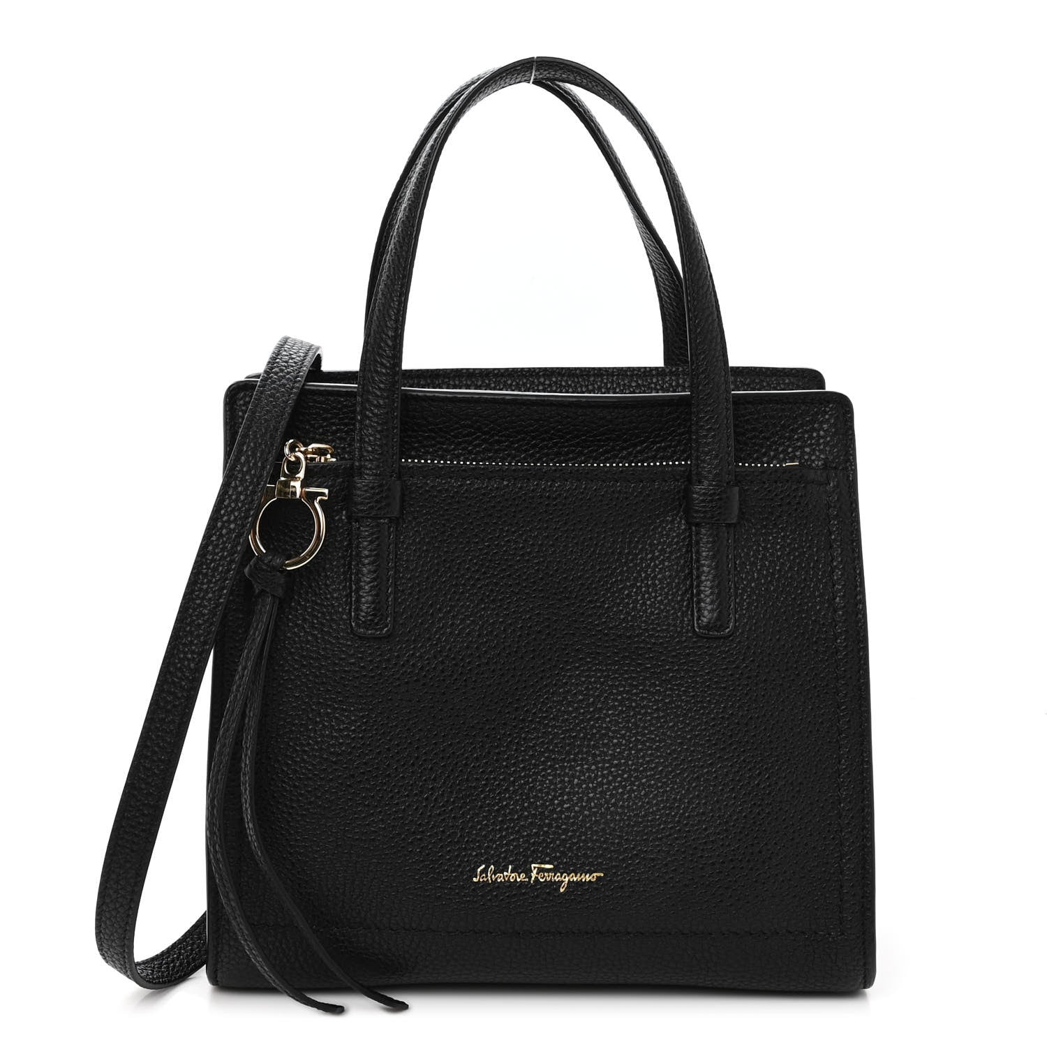 Salvatore Ferragamo Hammered Calfskin Double Handle Small Amy Tote ...