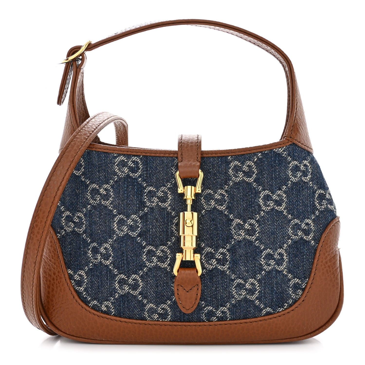 Gucci New Denim GG Monogram Calfskin Mini Jackie 1961 Hobo Blue Tea ...