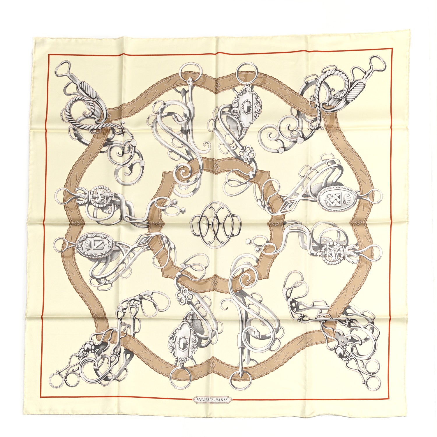 Hermes Silk Lift Profile Scarf 90 Creme Beige Gris 1127857 – FASHIONPHILE