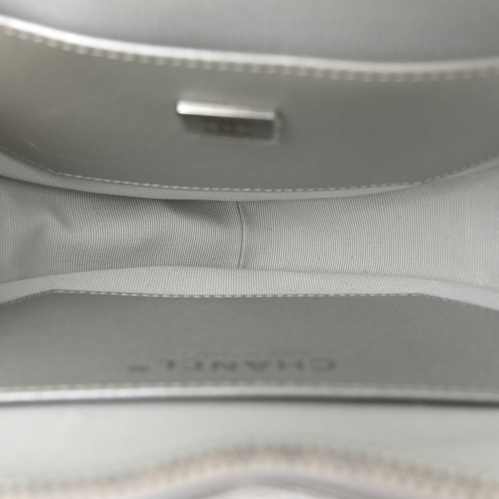 Chanel Metallic Lambskin Quilted Large CC In Love Heart Bag Silver ...