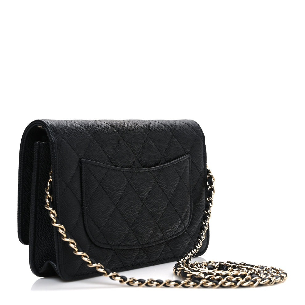 Chanel Caviar Quilted Striated CC Wallet On Chain WOC Black 1875878 ...