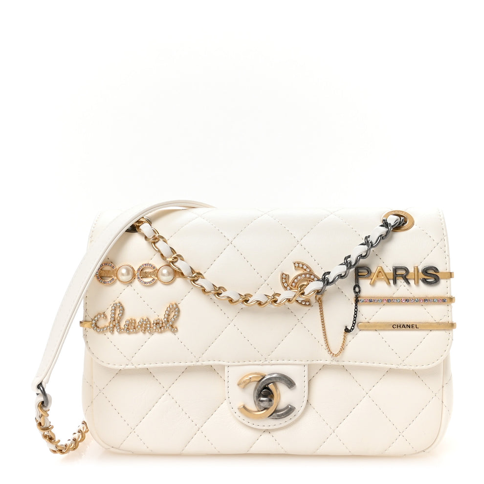 Chanel Lambskin Quilted Small Coco Clips Single Flap White 1791808 ...