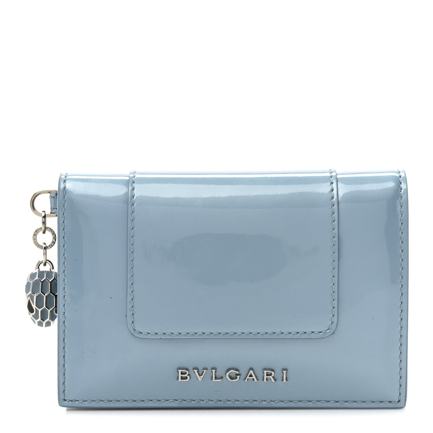 Bulgari Patent Calfskin Serpenti Forever Card Case Blue 1737410 ...