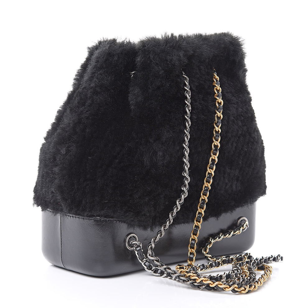 Chanel Shearling Small Gabrielle Backpack Black 496304 – FASHIONPHILE