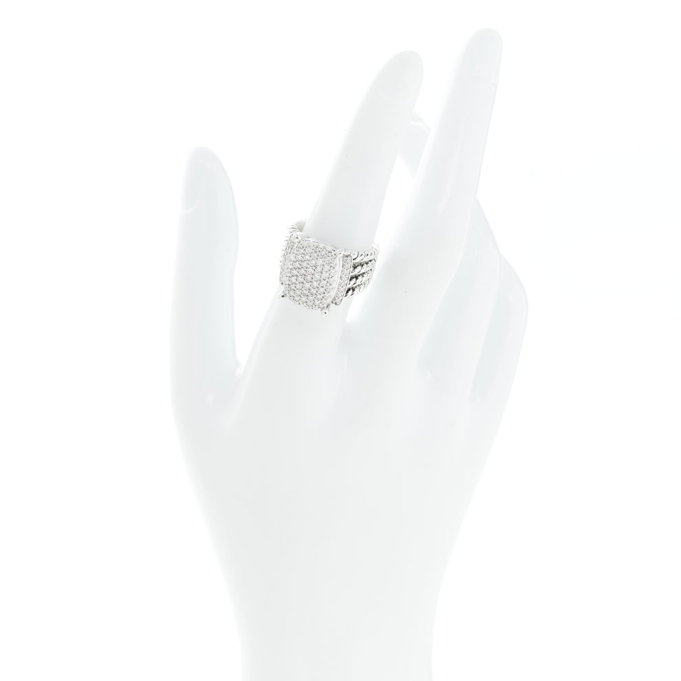 David Yurman Sterling Silver Diamond 16mm Wheaton Ring 54 7 1888103 ...