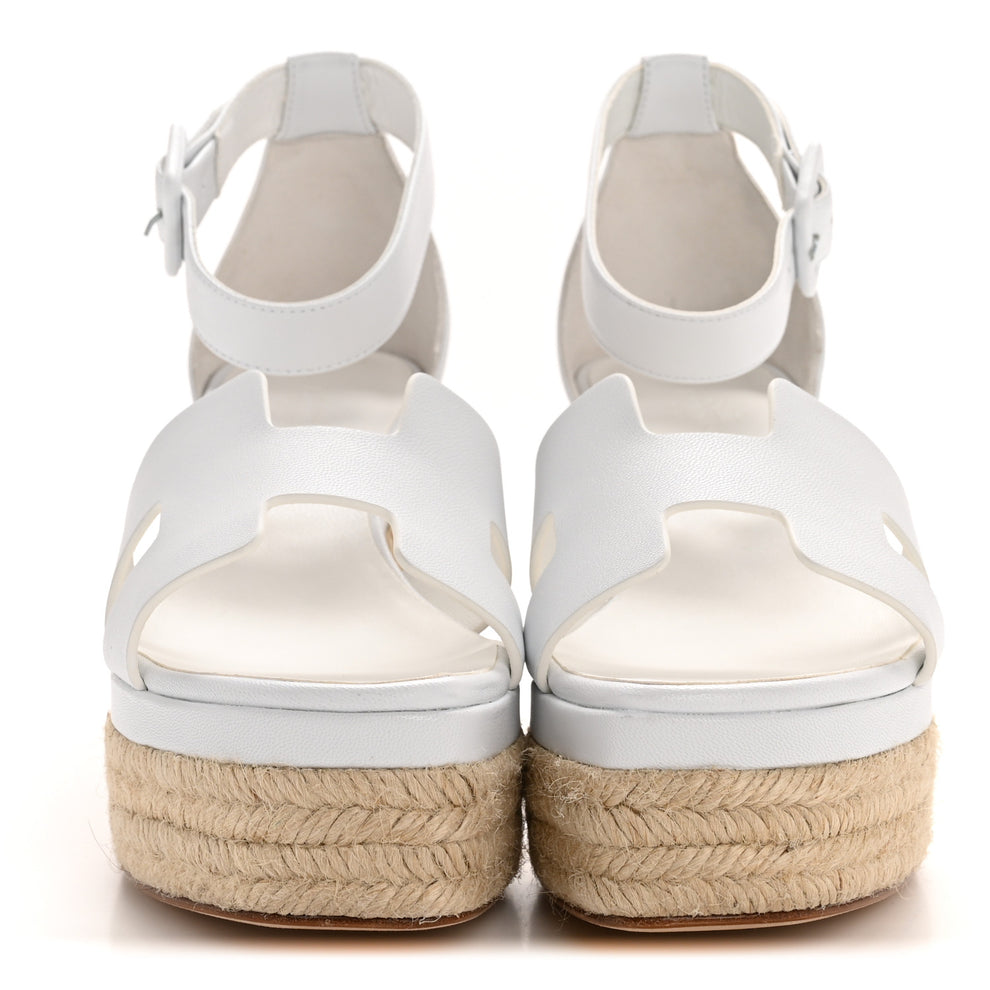 Hermes Goatskin Elda Espadrille Wedge Sandals 38 White 1784578 ...