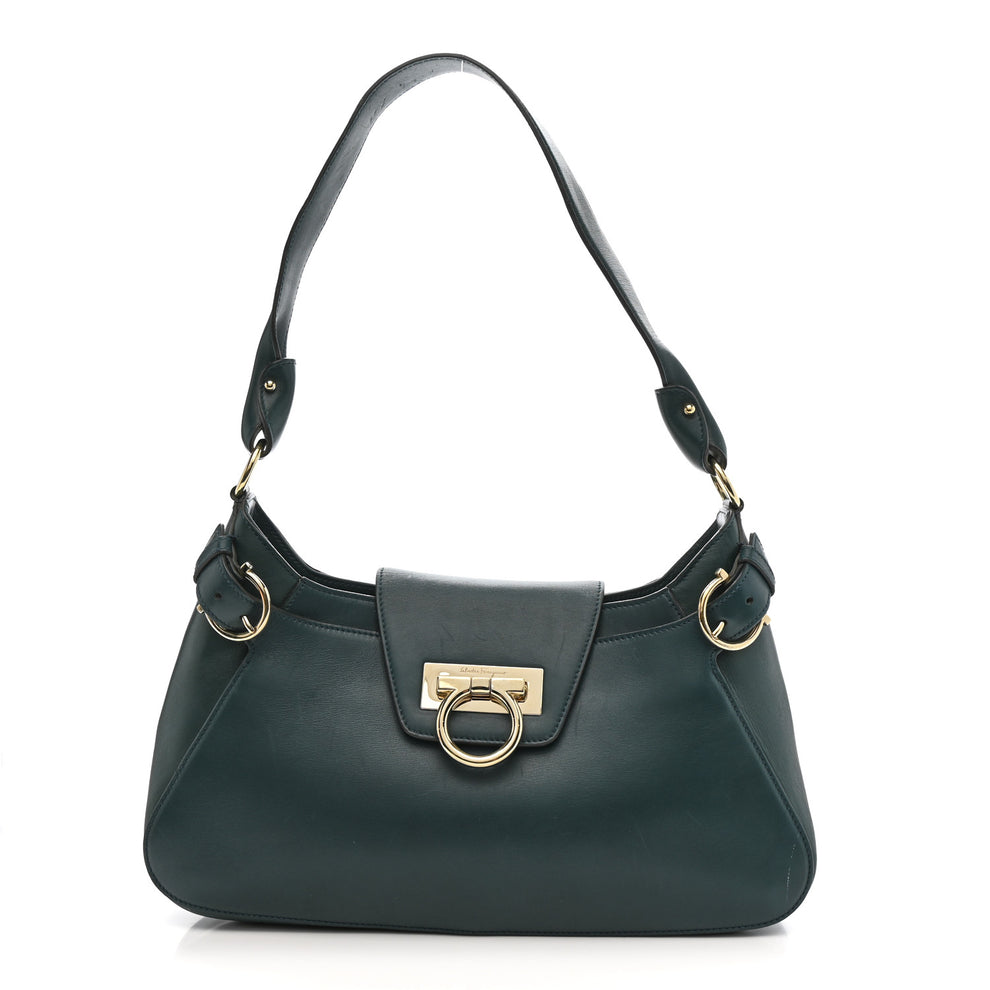 Salvatore Ferragamo Calfskin Small Fanisa Gancini Hobo Green 1805403 ...