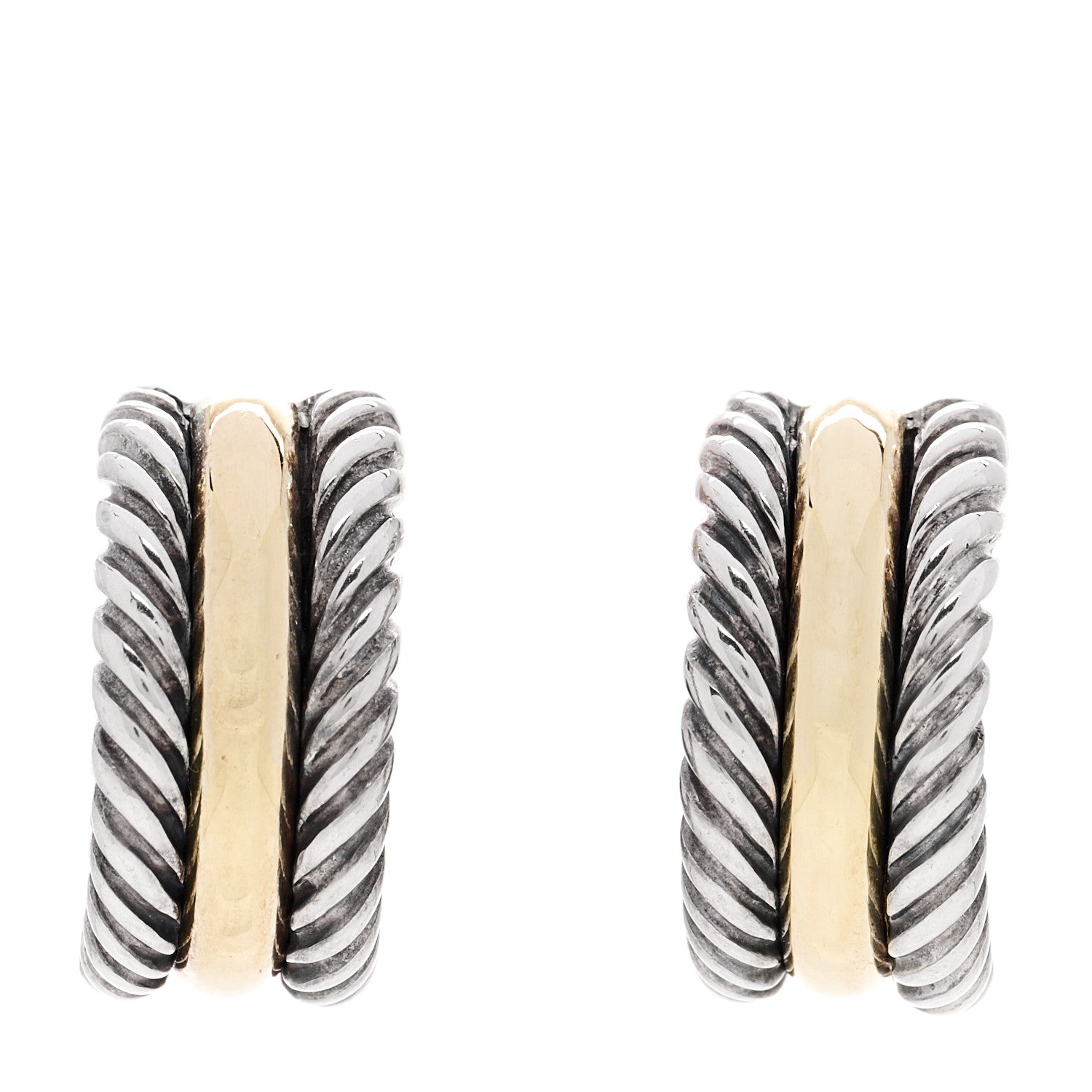 David Yurman Sterling Silver 14K Yellow Gold 15.6mm Cable Classics Hoop ...
