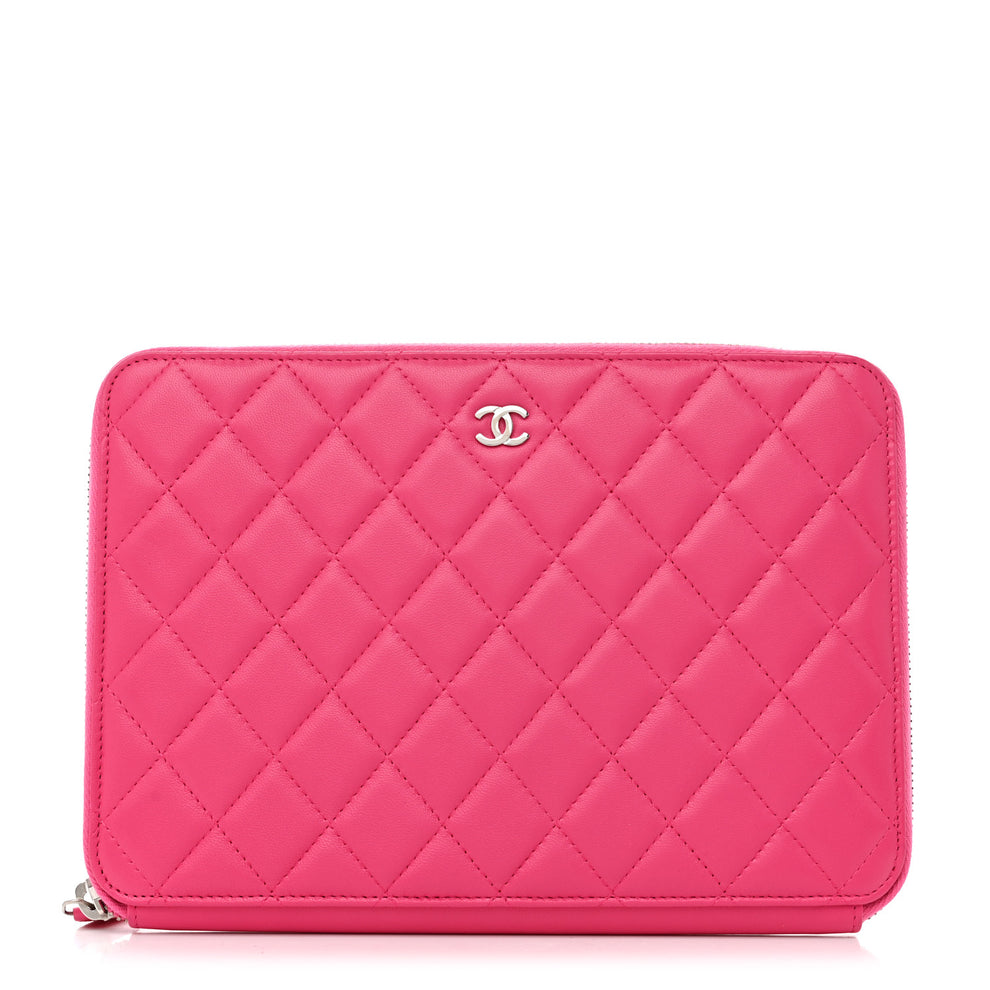 Chanel Lambskin Quilted Large Zip Around Organizer Wallet Pink 1796147 ...