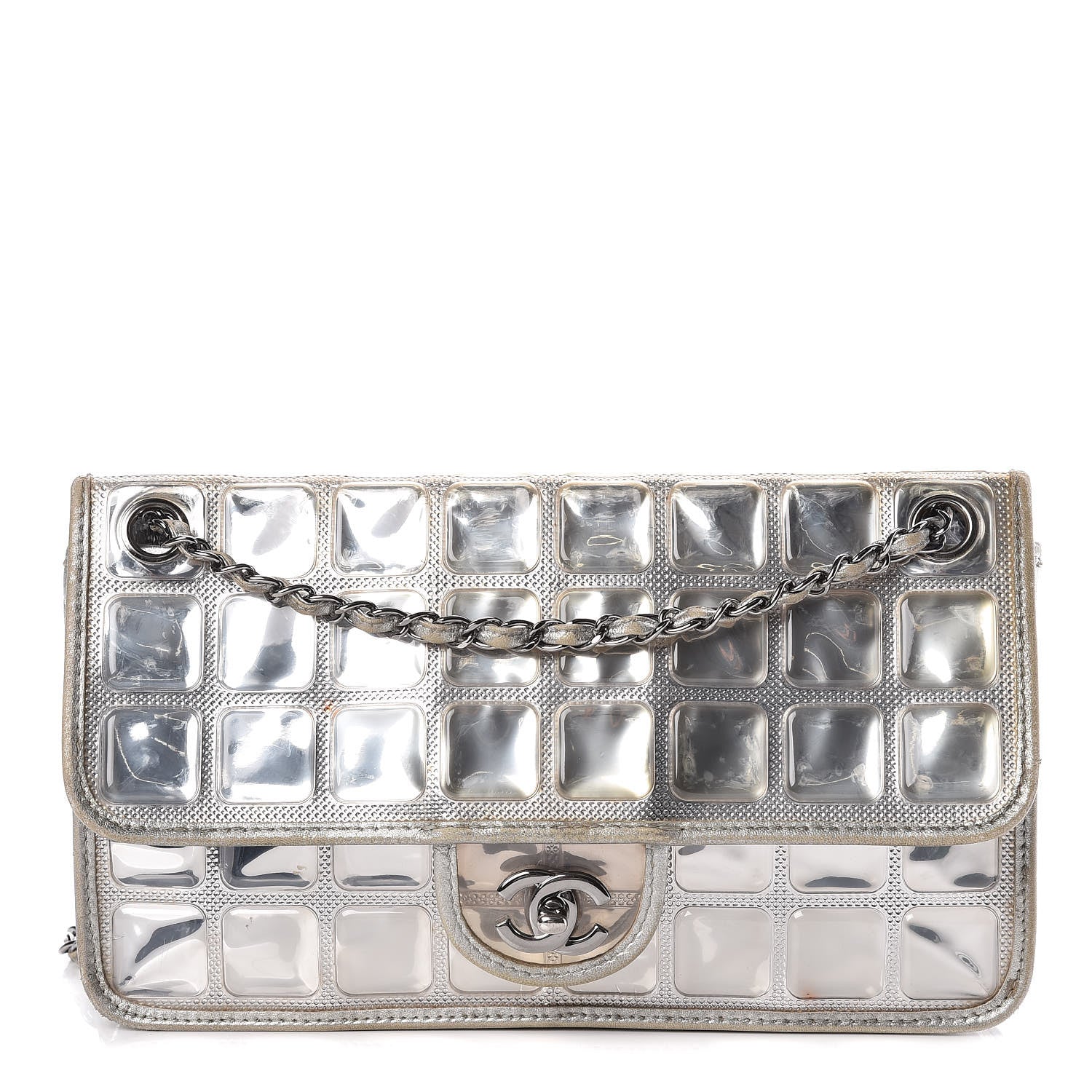 Chanel Vinyl Large Ice Cube Flap Silver 392953 – FASHIONPHILE