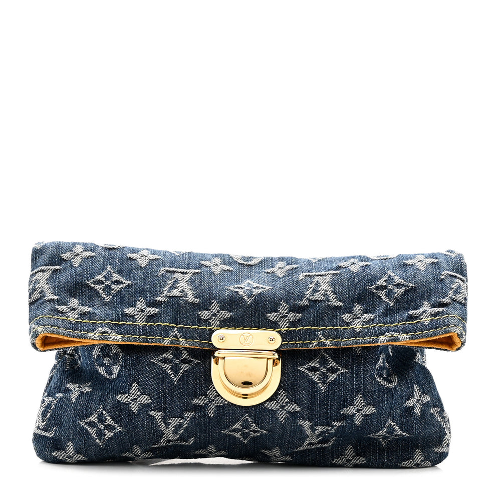 Louis Vuitton Monogram Denim Pochette Plat Clutch Blue 1801029 ...